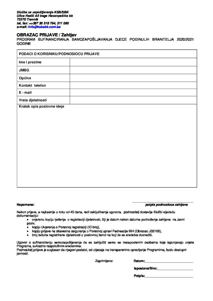 Js3100 Obrazac Registracija Obrta | Otvaranje Obrta | Obrt